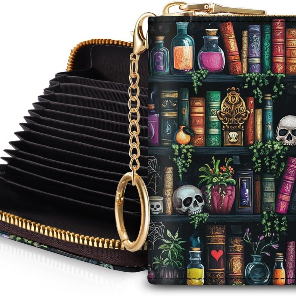 Bookshelf And Skull Skeleton Goth Gothic Credit Card … - Gem